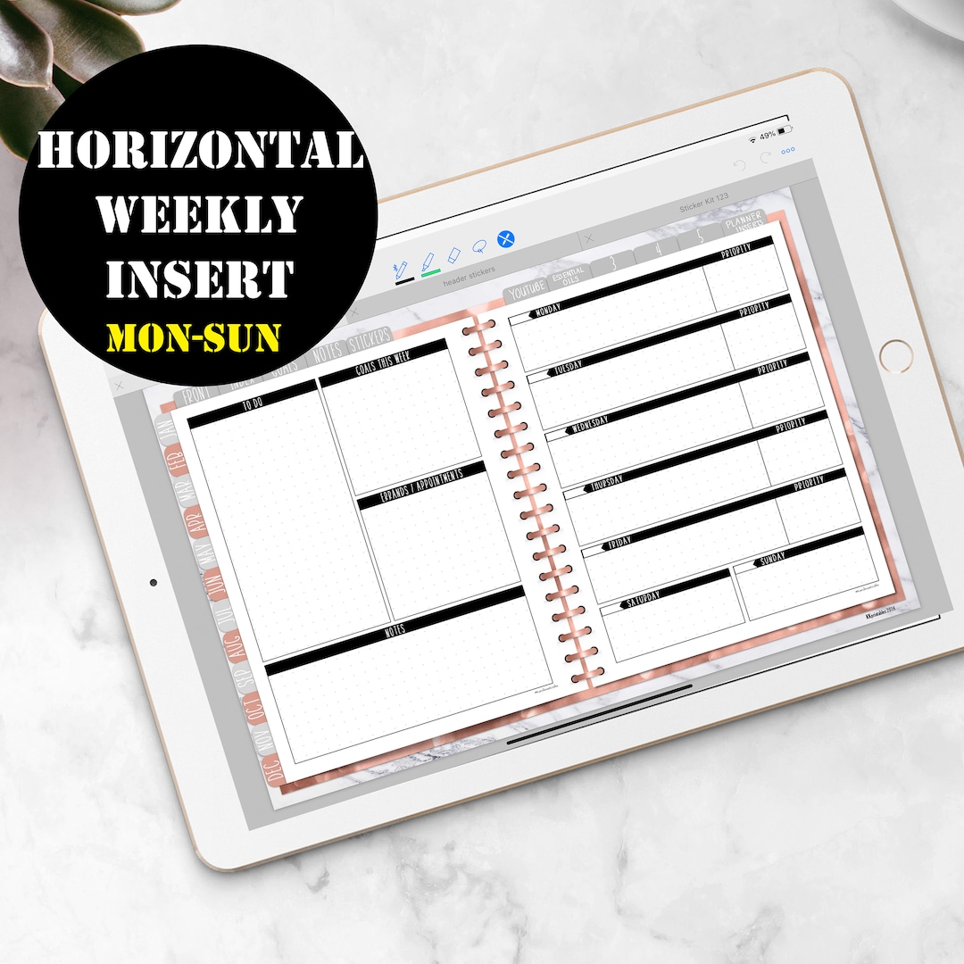 Mon-sun Horizontal Weekly Priority Planner Printable Digital Download ...