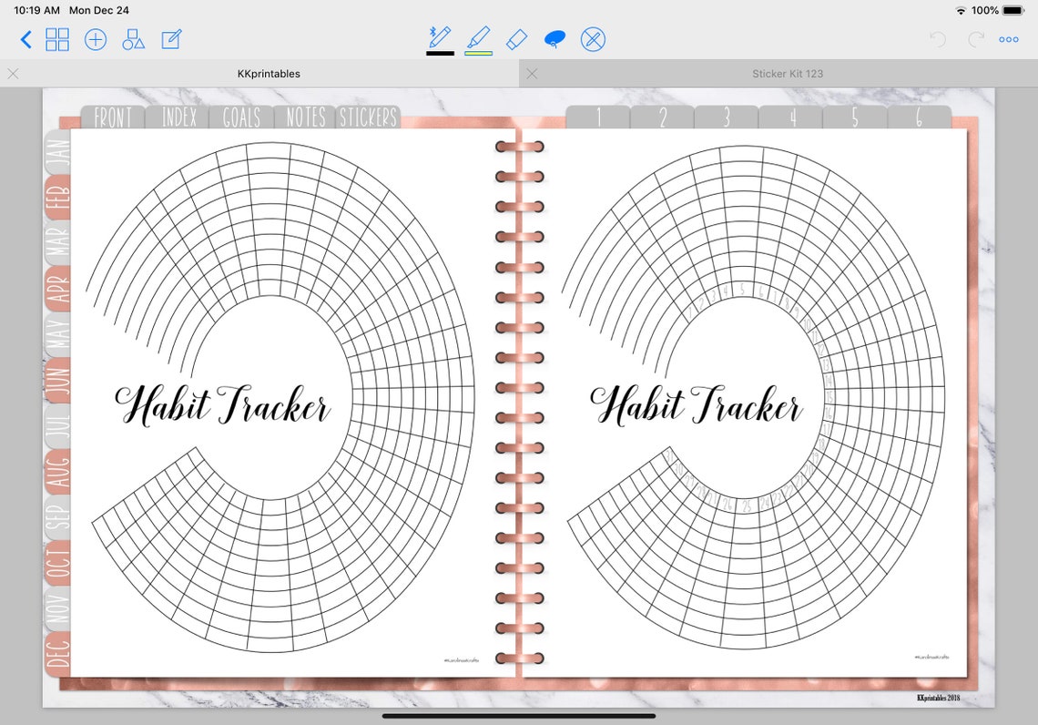 Radial Habit Tracker Insert on 1 Page Circle Habit Tracker | Etsy