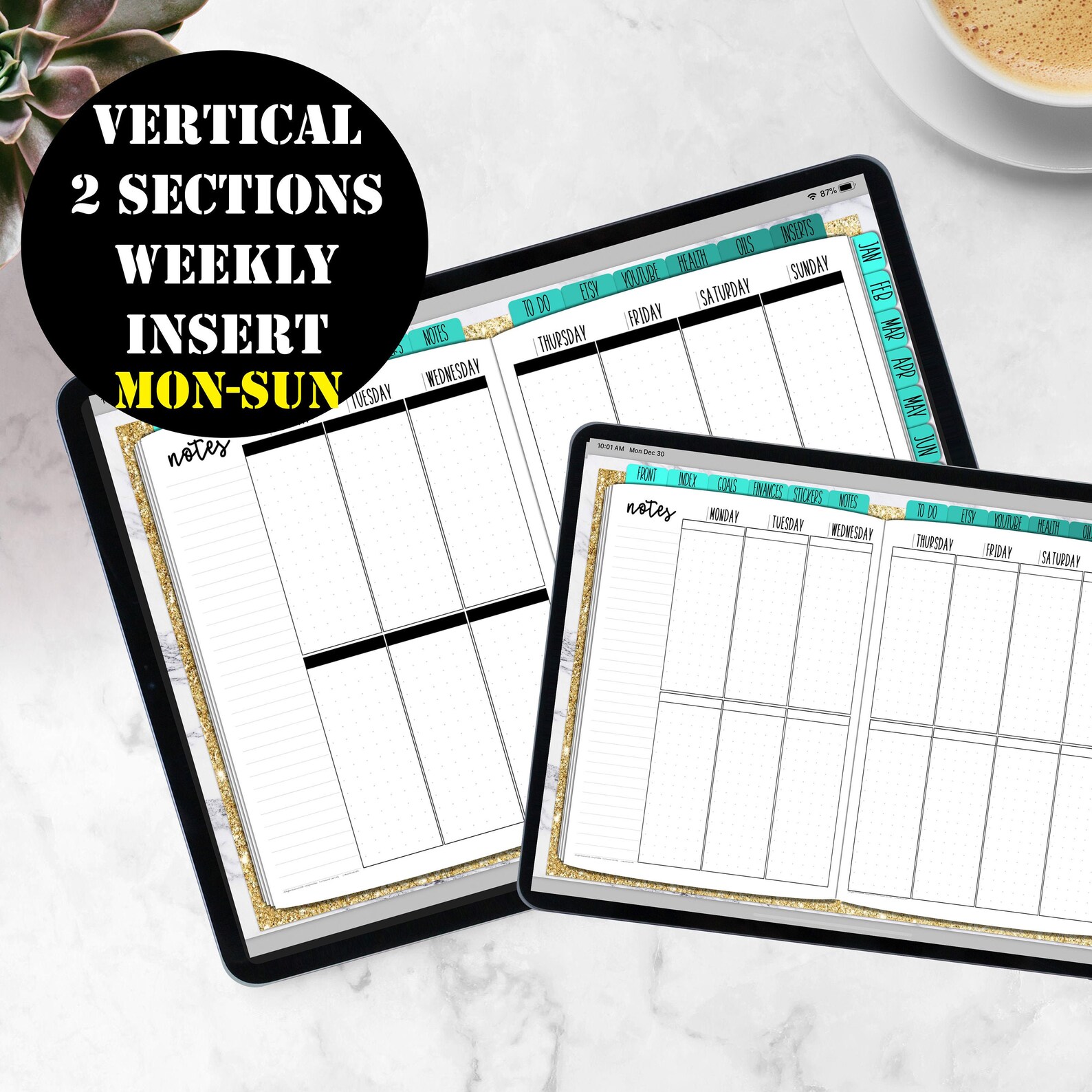 Mon-sun Vertical Weekly Planner Printable Digital Download, Goodnotes ...