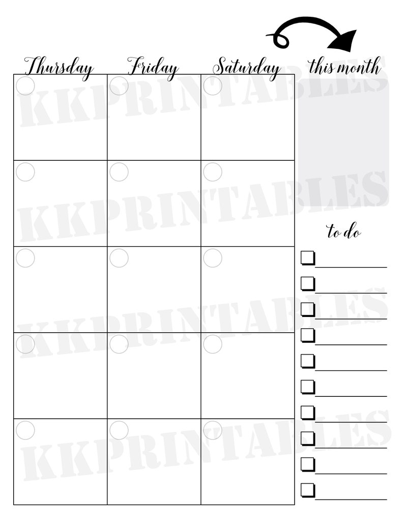 Sunday-saturday Monthly Calendar Monthly Digital Planner - Etsy