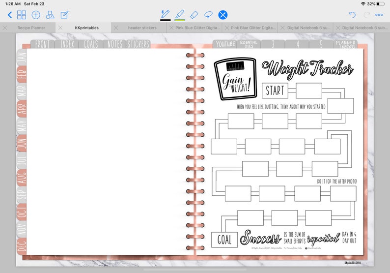 Weight Gain Motivation Tracker Printable, Weight Tracker Insert, Weight ...