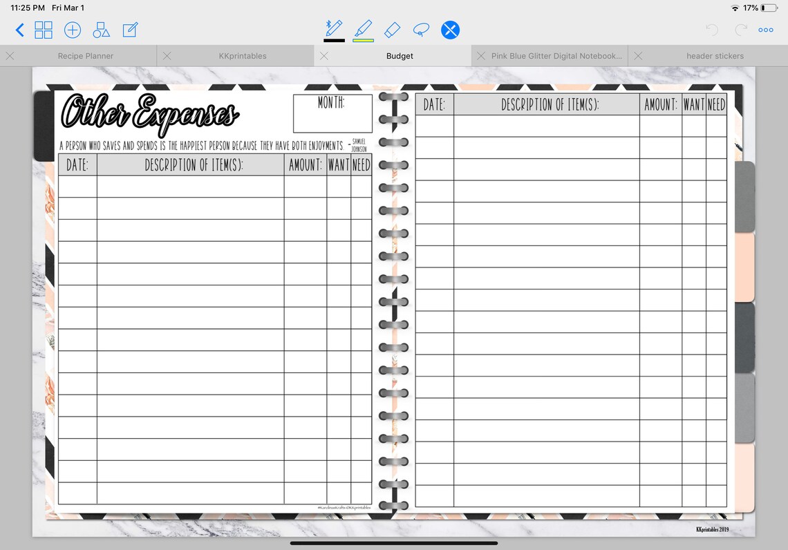 Budget Planner Expenses Tracker Insert, Budget Tracker Printable ...