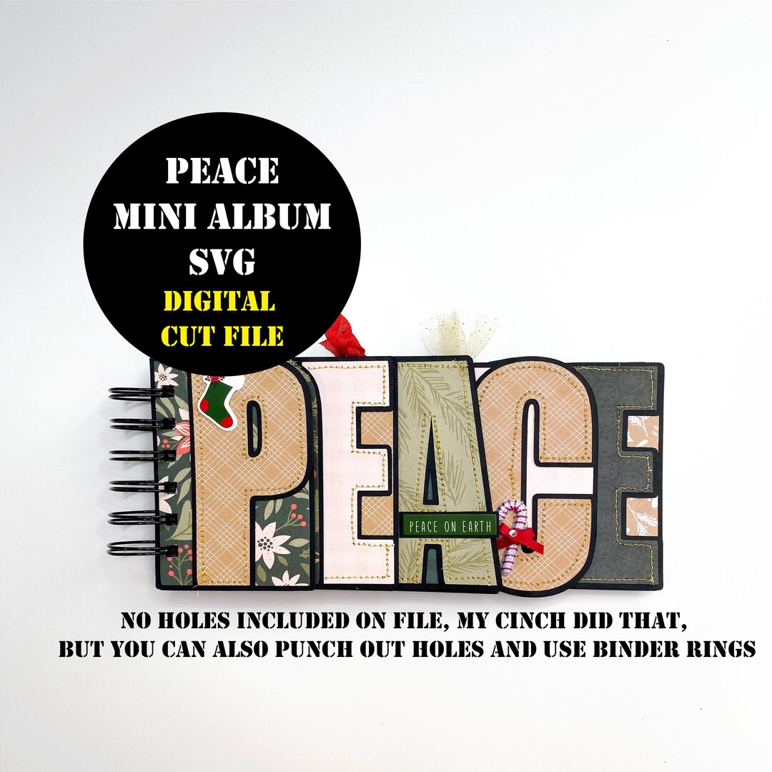 PEACE Mini Album SVG Digital File, Christmas Mini Album SVG, Xmas Album ...