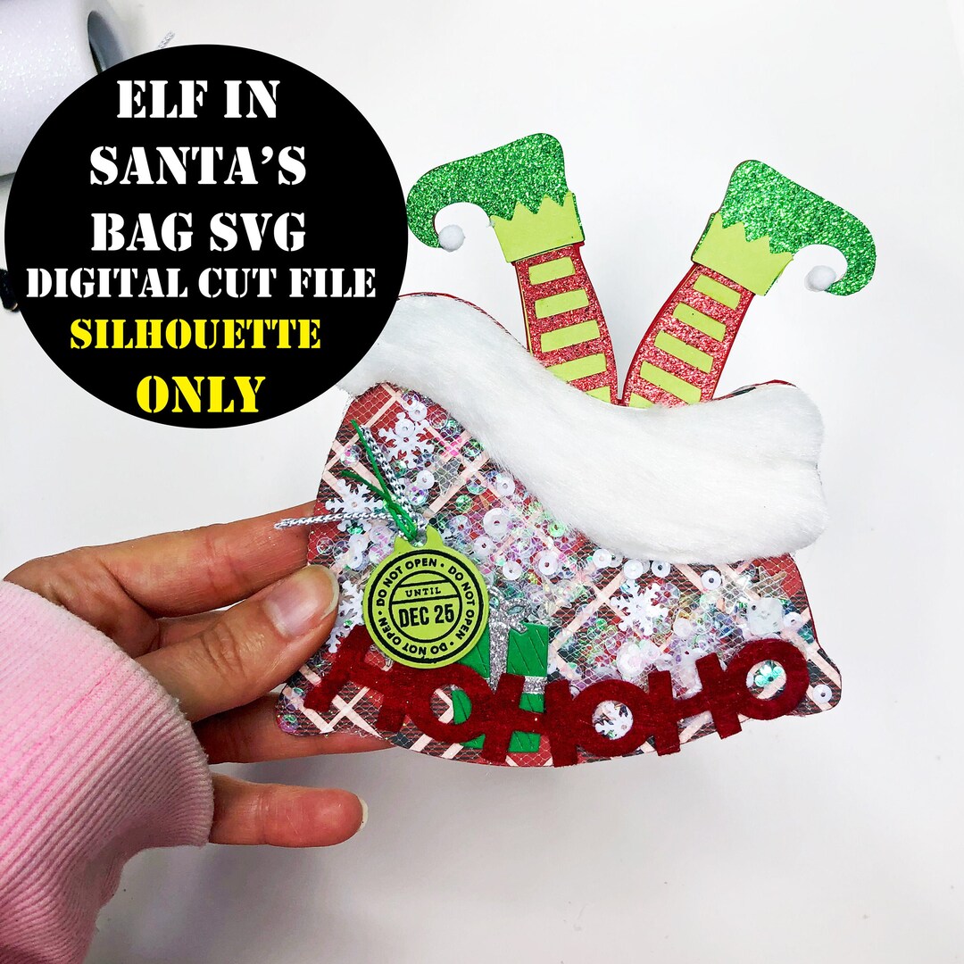 Elf in Santas Bag SVG Digital File for SILHOUETTE ONLY, Elf Cut File ...