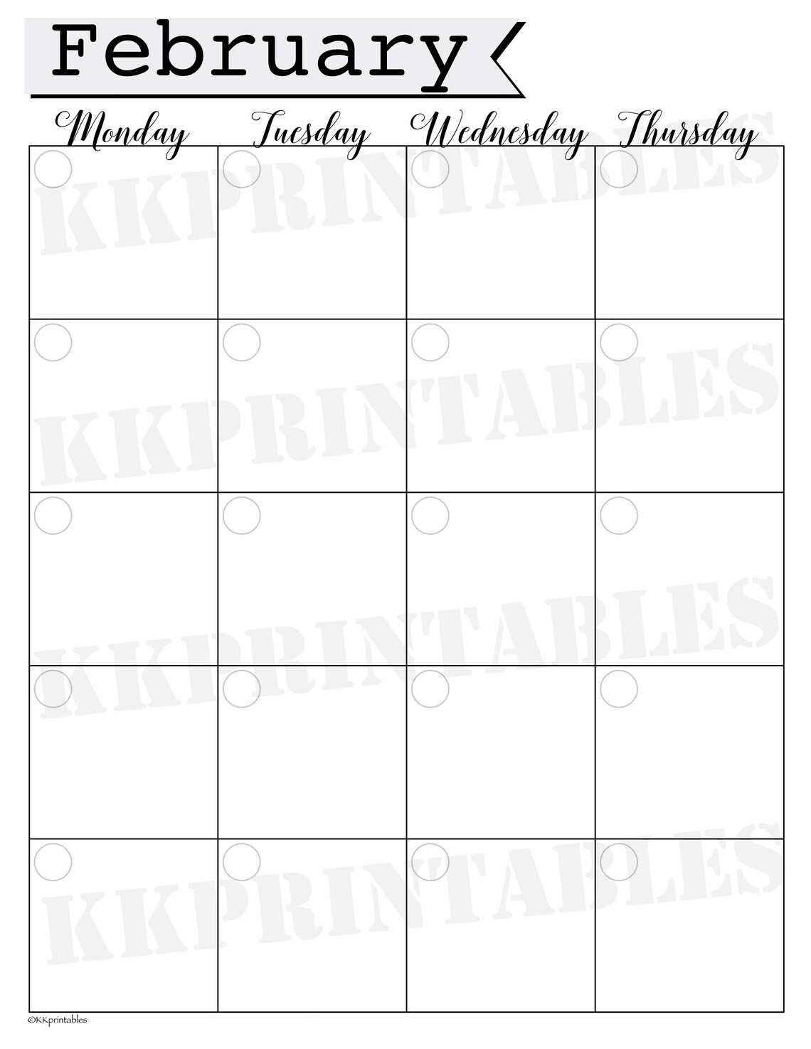 Monday-sunday Monthly Calendar Monthly Digital Planner | Etsy