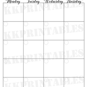 Monday-sunday Monthly Calendar, Monthly Digital Planner, Monthly ...