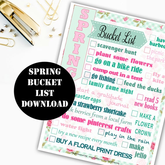 Spring Bucket List Printable Digital Download // Erin Condren | Etsy
