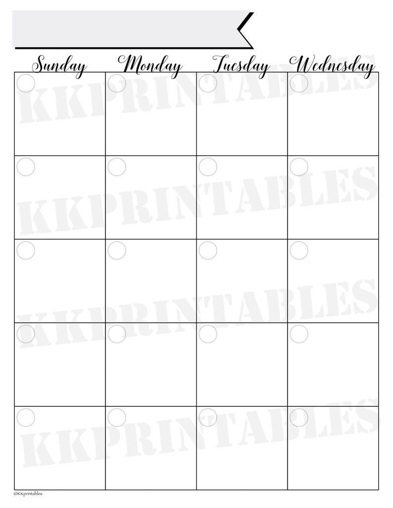 Sunday-saturday Monthly Calendar Monthly Digital Planner - Etsy