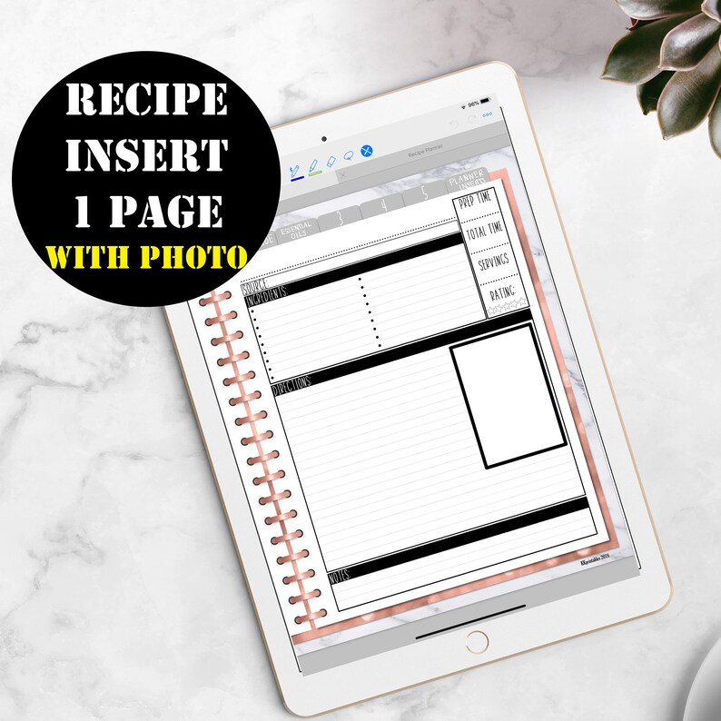 Recipe Cards Insert Printable Digital Download, Goodnotes Planner ...
