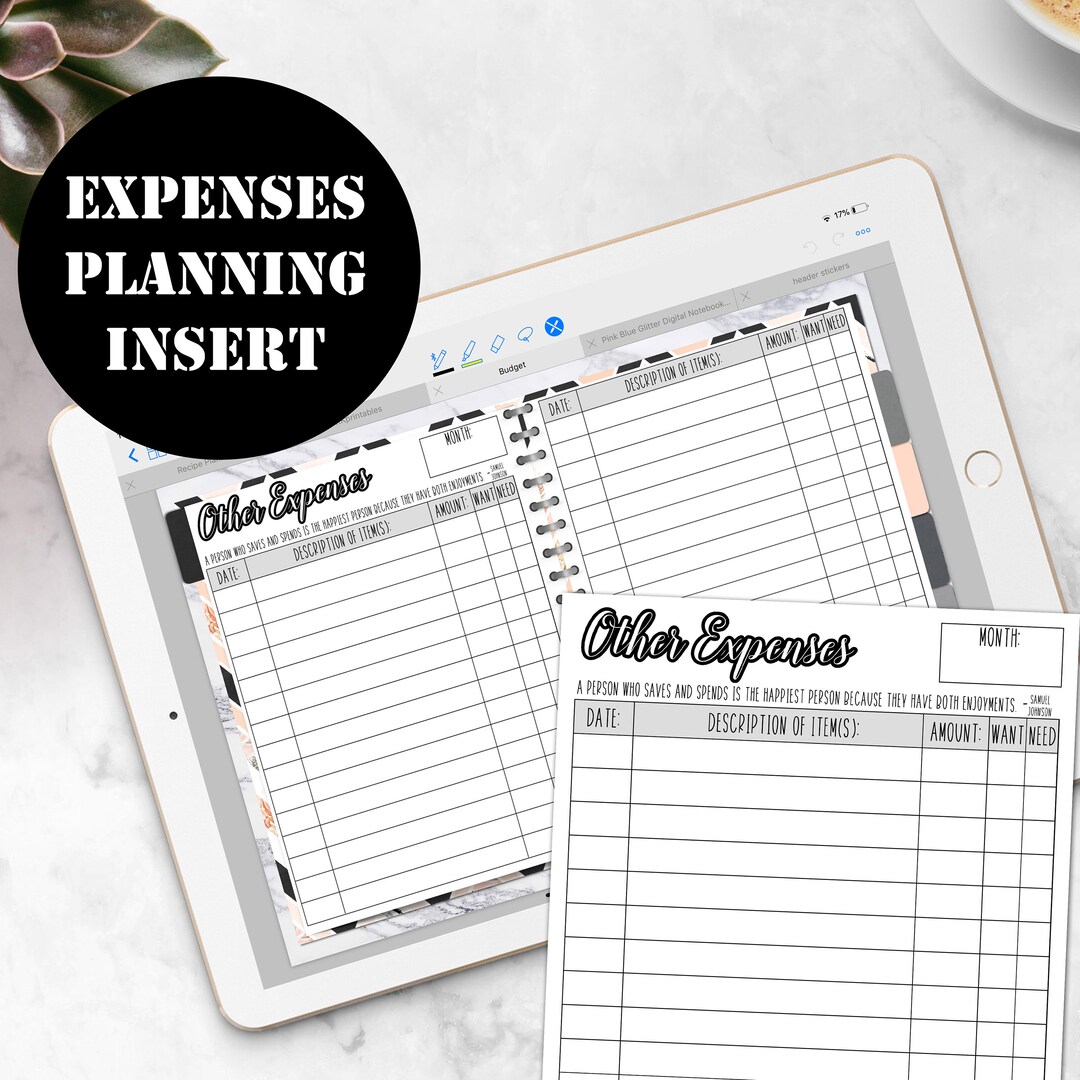 Budget Planner Expenses Tracker Insert, Budget Tracker Printable ...