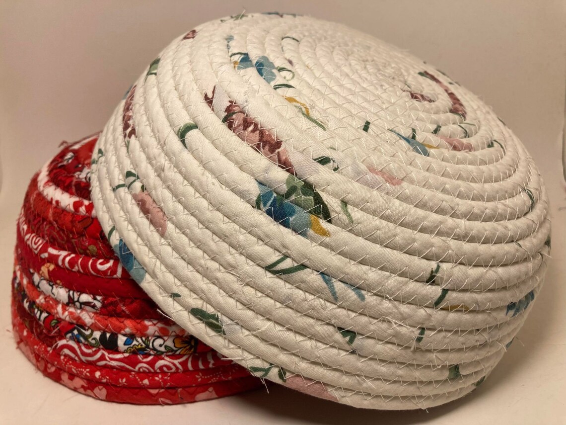 Fabric Bowl Coiled Rope Basket Clothesline Basket Rag - Etsy
