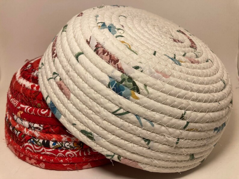 Fabric Bowl Coiled Rope Basket Clothesline Basket Rag - Etsy