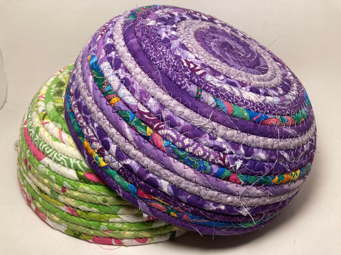 Fabric Bowl Coiled Rope Basket Clothesline Basket Rag - Etsy