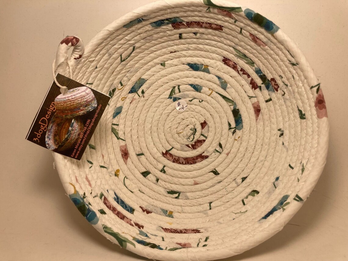 Fabric Bowl Coiled Rope Basket Clothesline Basket Rag - Etsy