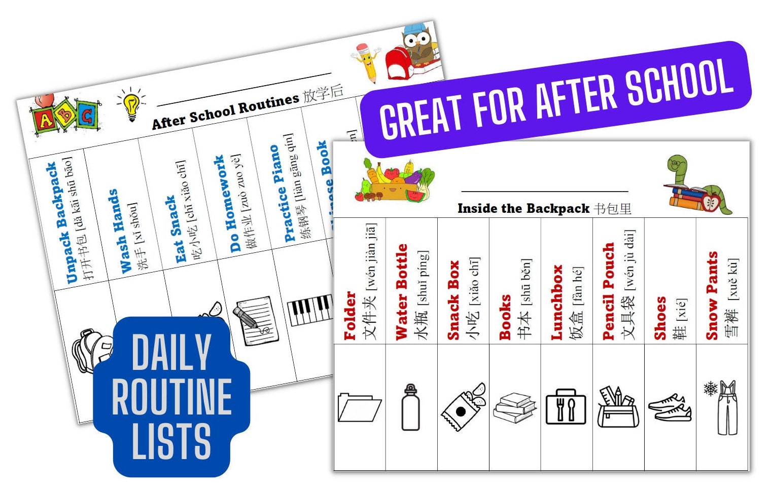 CUSTOMIZED Printable Bilingual English Chinese Mandarin Pinyin ...