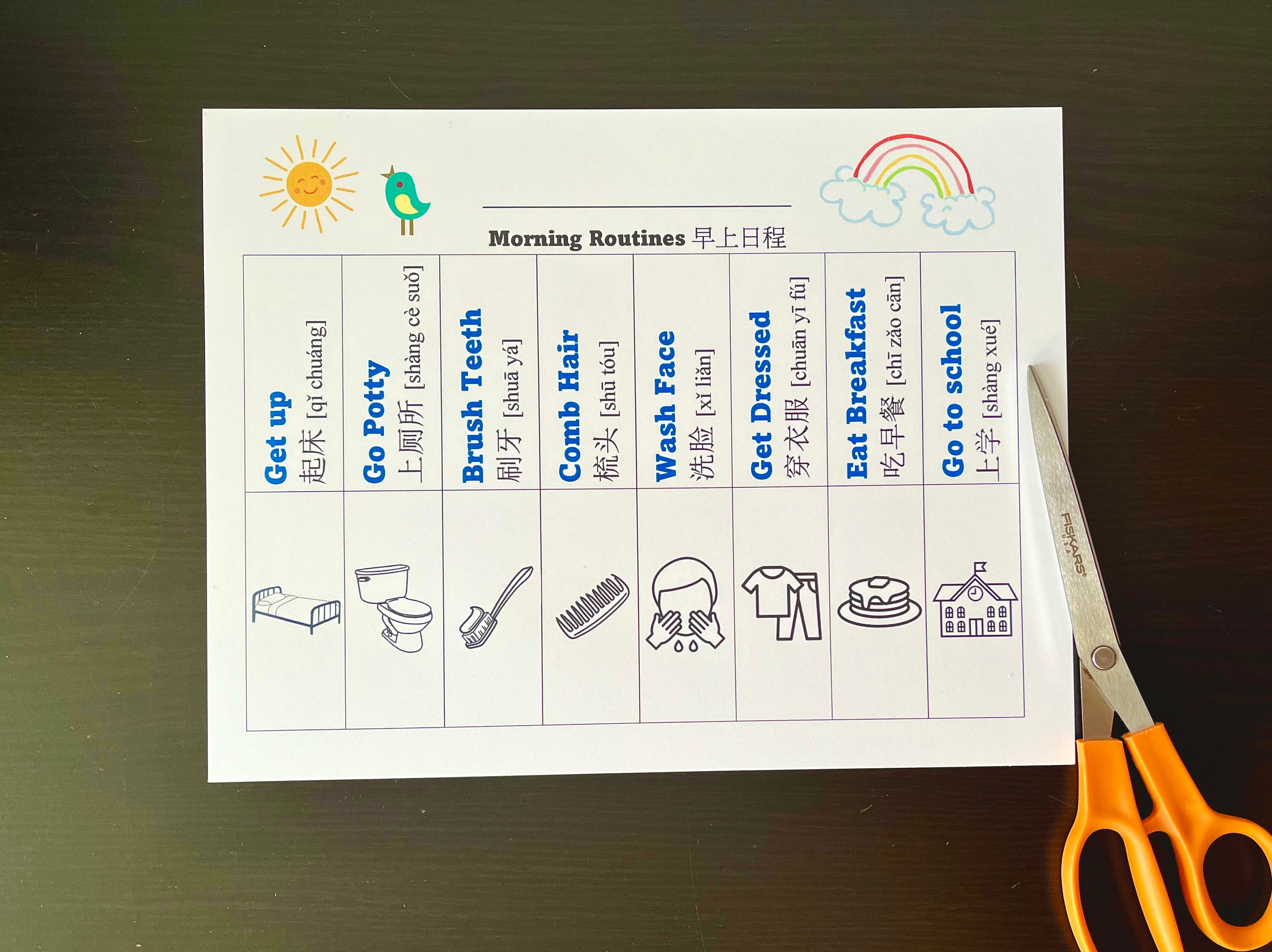 Printable Bilingual English Chinese Mandarin Pinyin or Cantonese ...