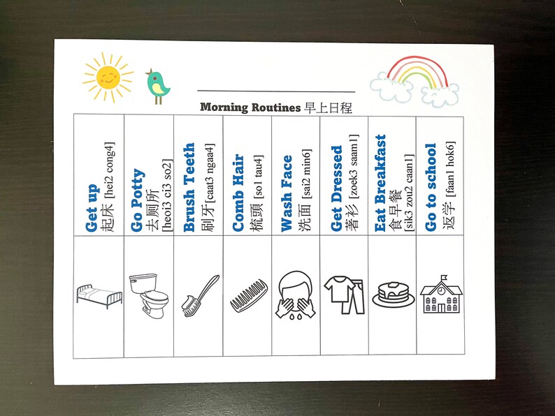 Printable Bilingual English Chinese Mandarin Pinyin or Cantonese ...