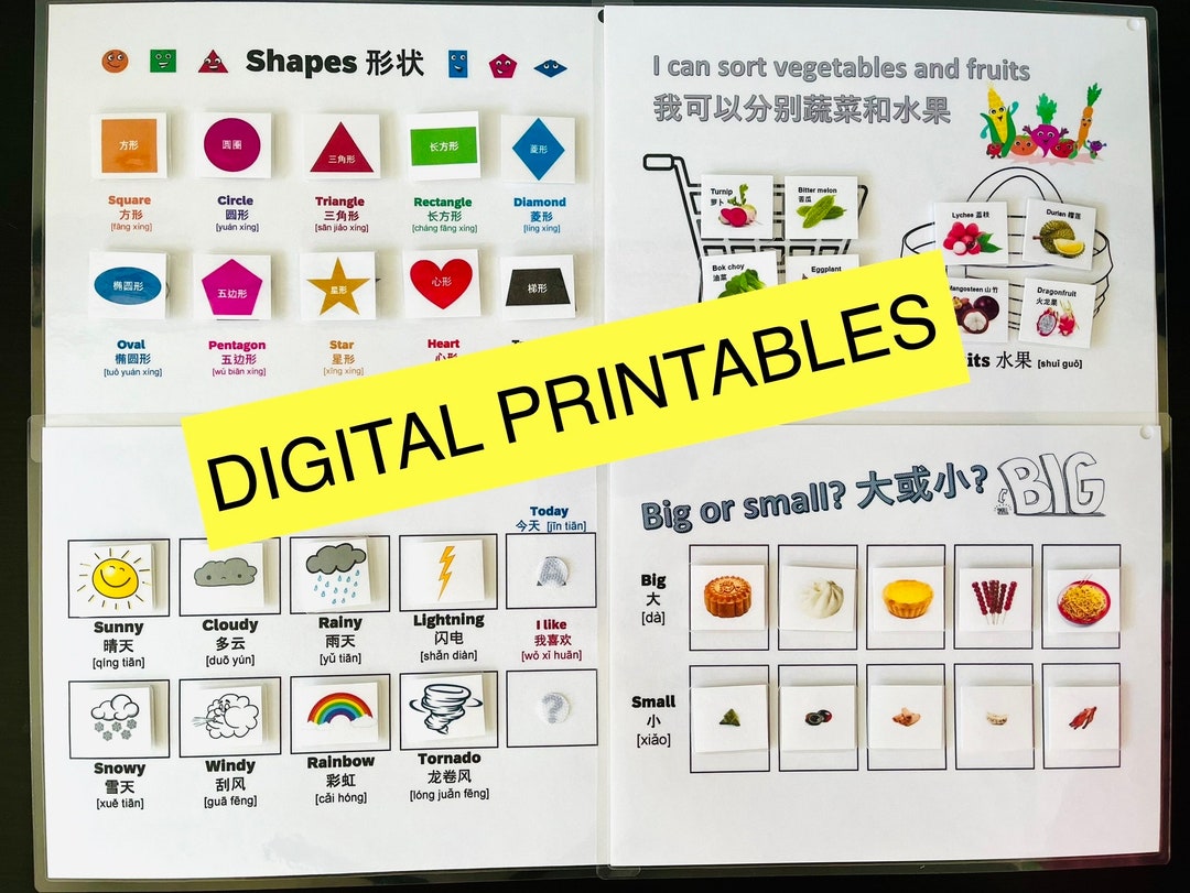 Printable English Chinese Bilingual Toddler Busy Book Preschool ...