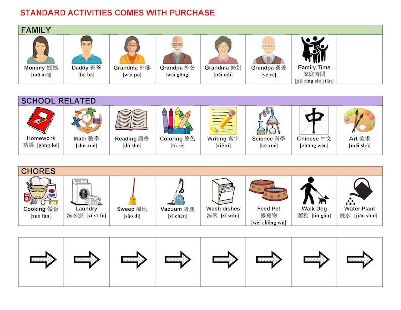 Bilingual English Chinese Children Weekly Planner Calendar Customizable ...