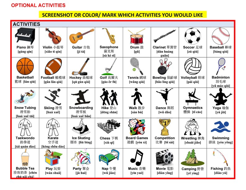 Bilingual English Chinese Children Weekly Planner Calendar Customizable ...