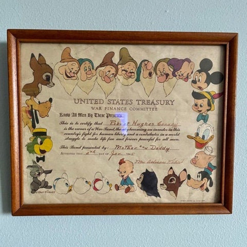 New Price DISNEY WAR BOND Certificate | Etsy