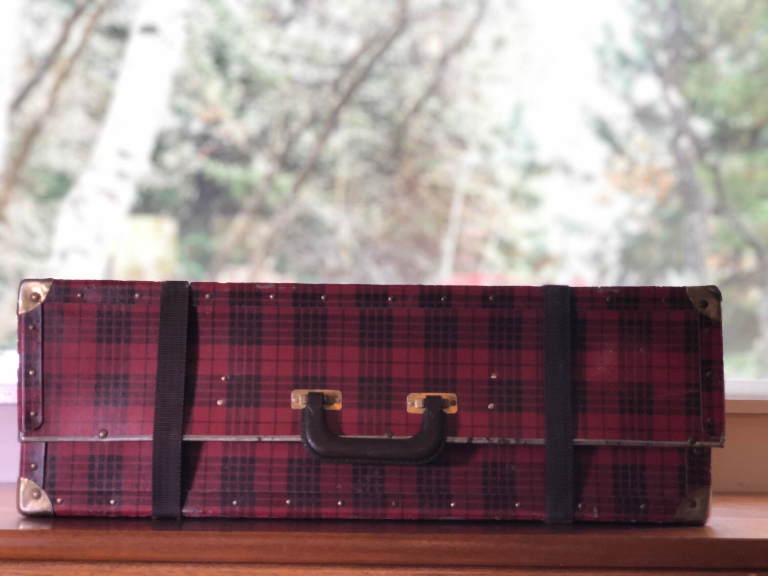 Vintage Suitcase Red Plaid Case Trunk - Mid Century Luggage - Etsy