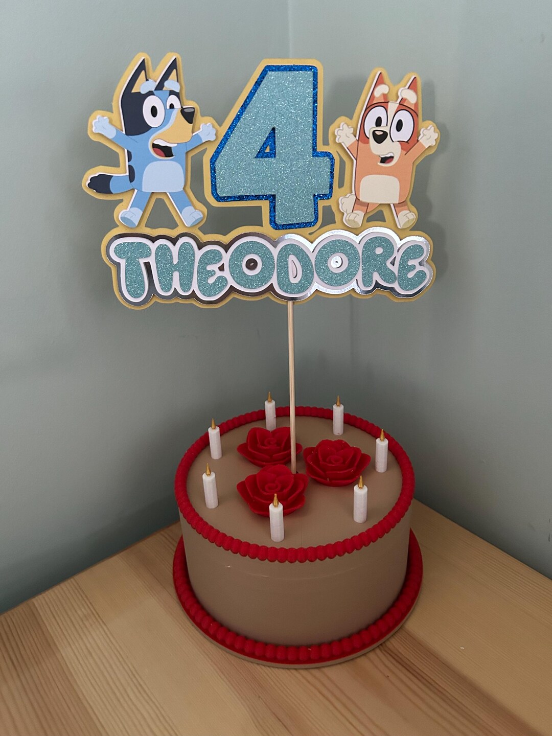 Blue Dog Character Cake Topper - Blue or Pink - Etsy