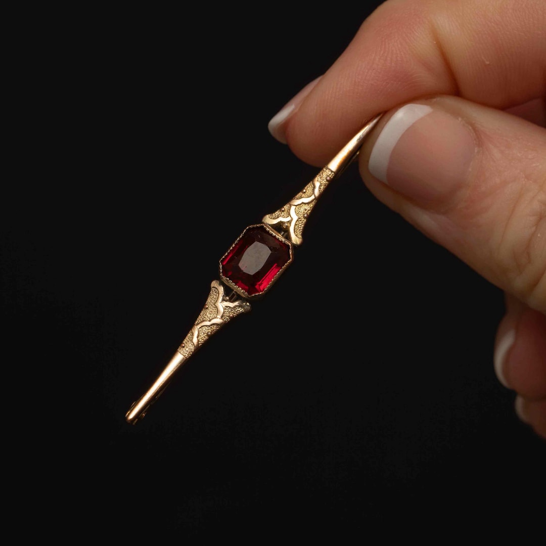 Vintage Gold-plated Art Deco Garnet Brooch Pin - Etsy