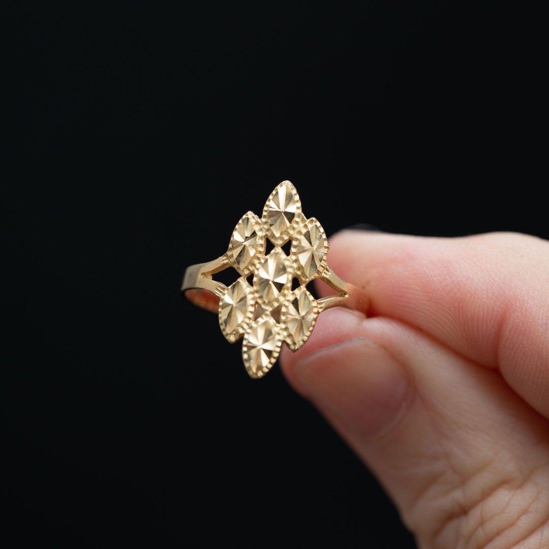 Handmade 14K Gold Marquise Shape Ring With Faceted Marquise Designs ...