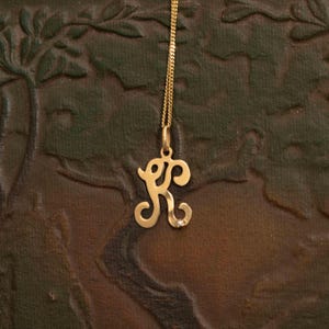 14k Yellow Gold Letter K Pendant With Accent Diamond, Custom Initial ...