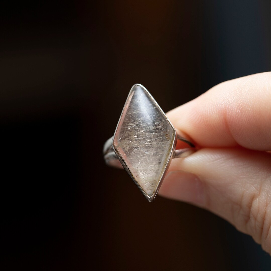 Silver Diamond Shape Rutile Spinel Ring - Etsy