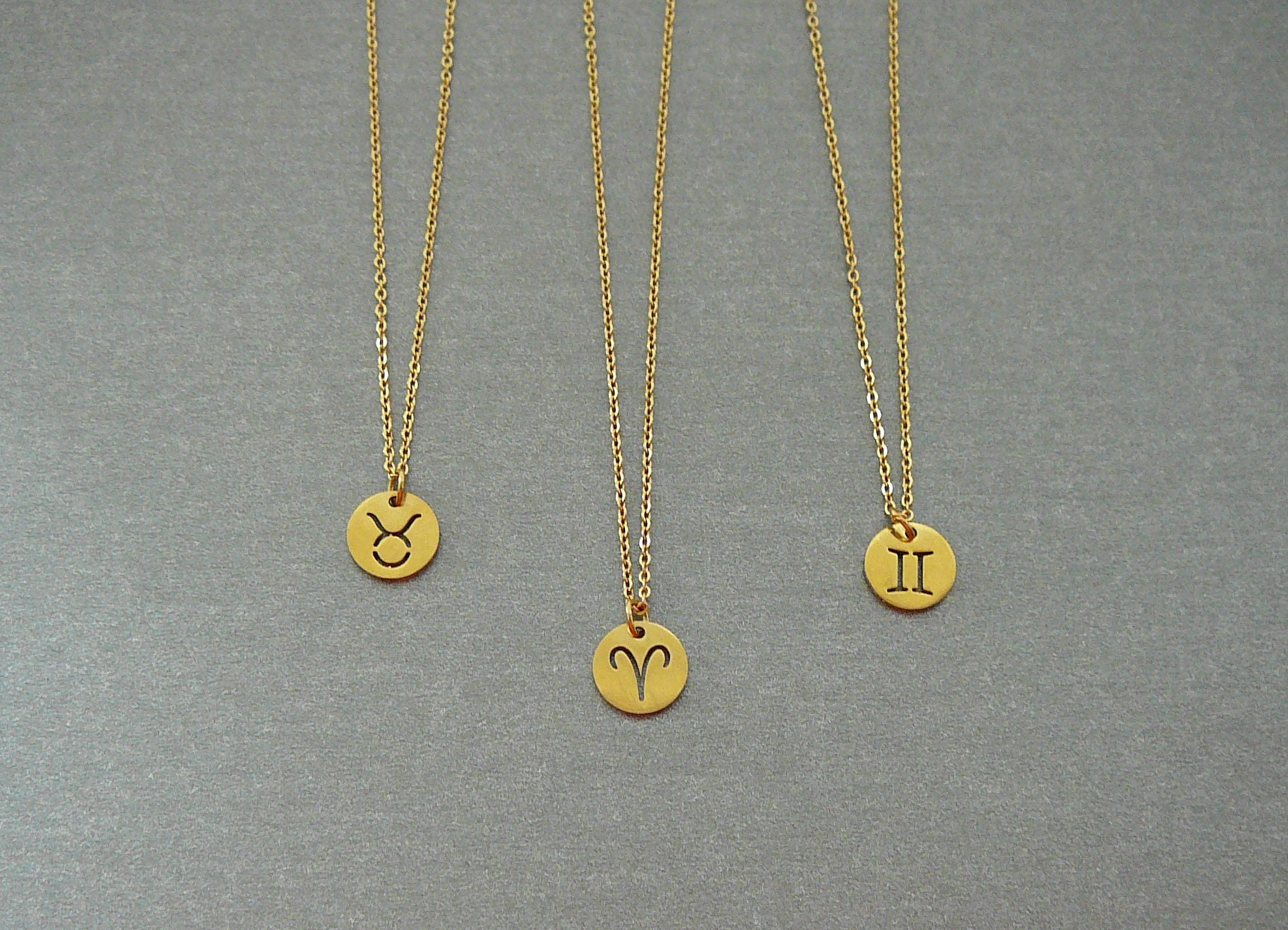 Zodiac Necklace Gold Coin Necklace Astrology Pendants - Etsy