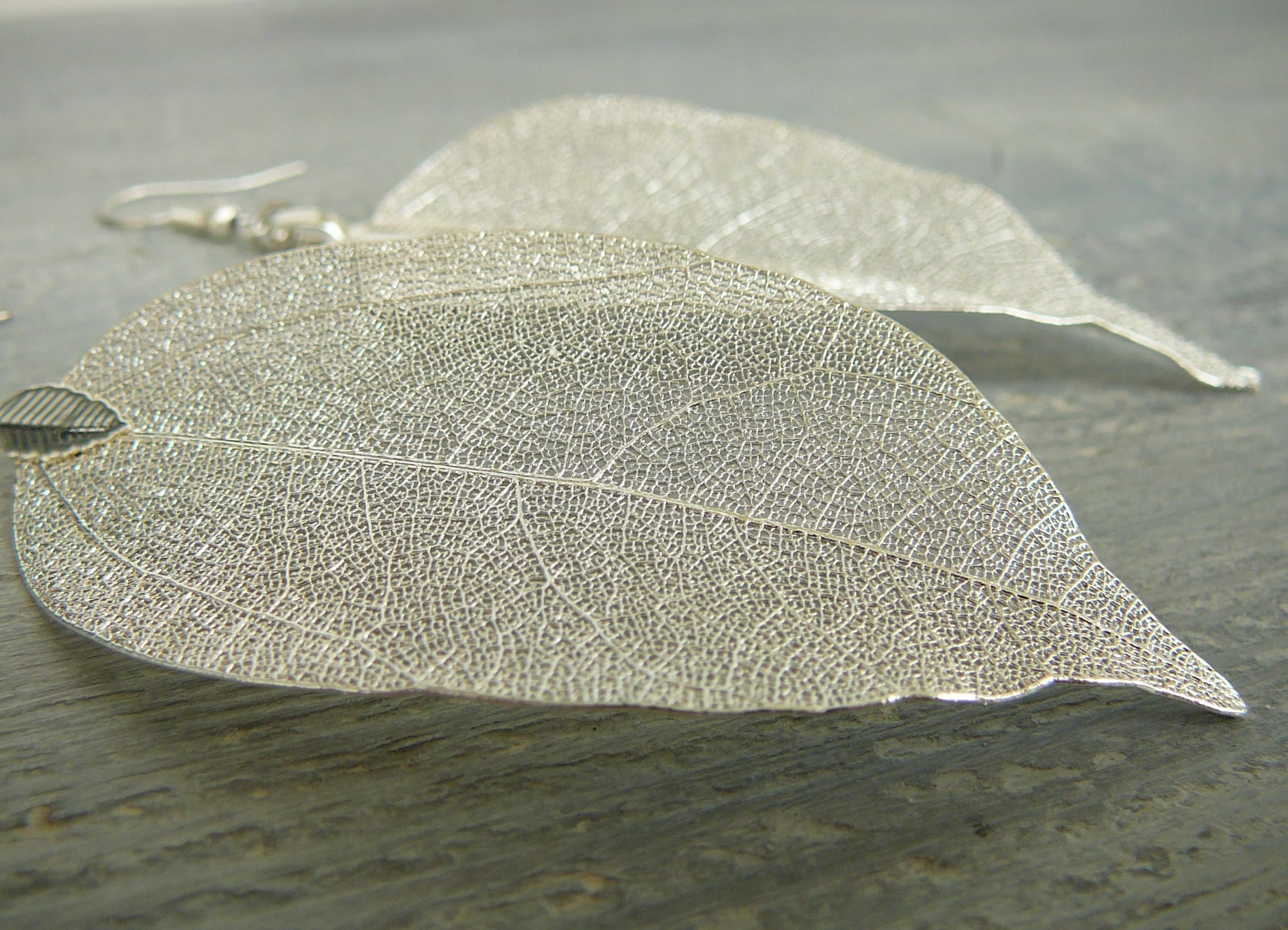 Real Leaf Silver Earrings Silver Dipped Natural Leaf Silver - Etsy
