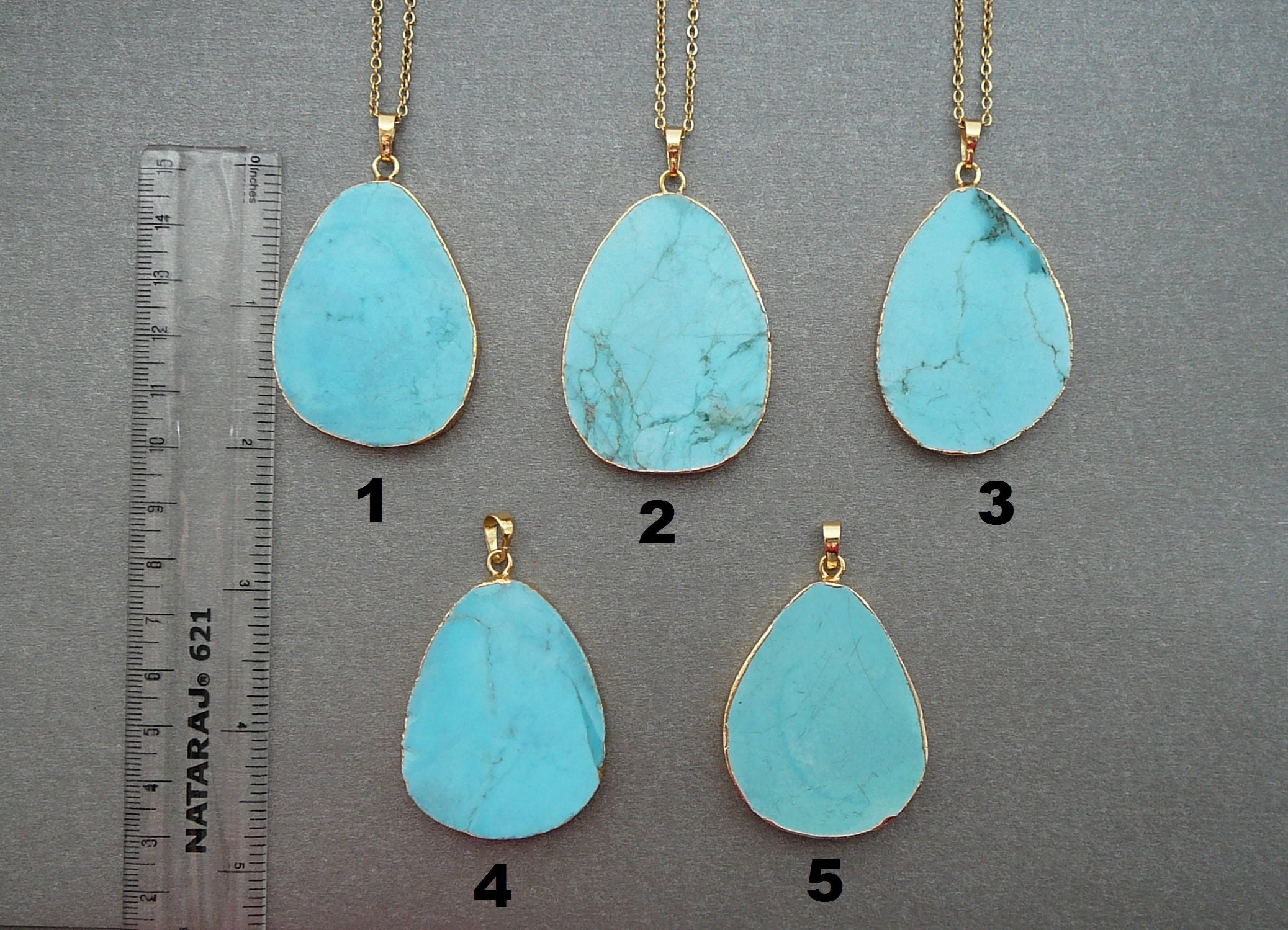 Turquoise Necklace for Women Blue Big Turquoise Pendant - Etsy