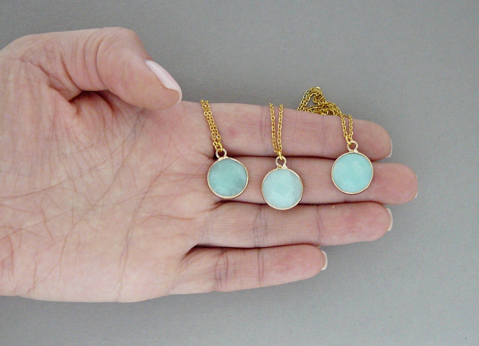 Amazonite Necklaces Amazonite Pendants Mint Green Gold - Etsy