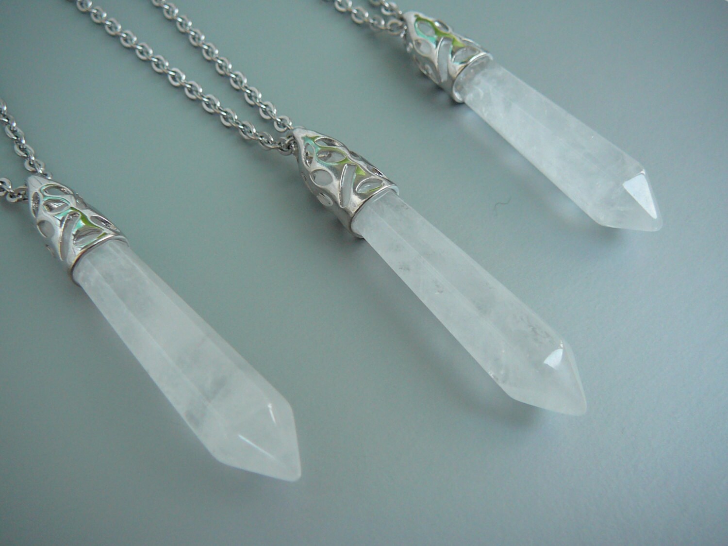 Natural Quartz Crystal Necklace Clear Quartz Pendants Long - Etsy