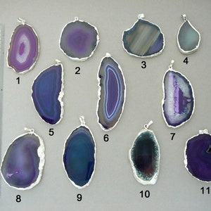 Violet Agate Slice Necklace Dark Violet Agate Pendant Gift for - Etsy