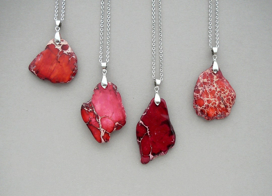 Red Jasper Necklace for Womens Gift Natural Red Regalite Pendant Long ...