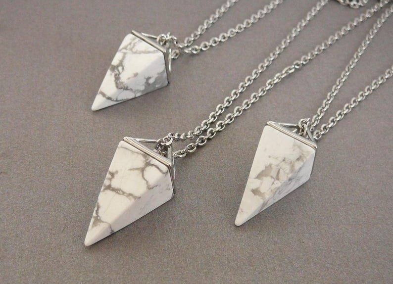 Howlite Pendant Howlite Necklaces Long Necklace Howlite | Etsy