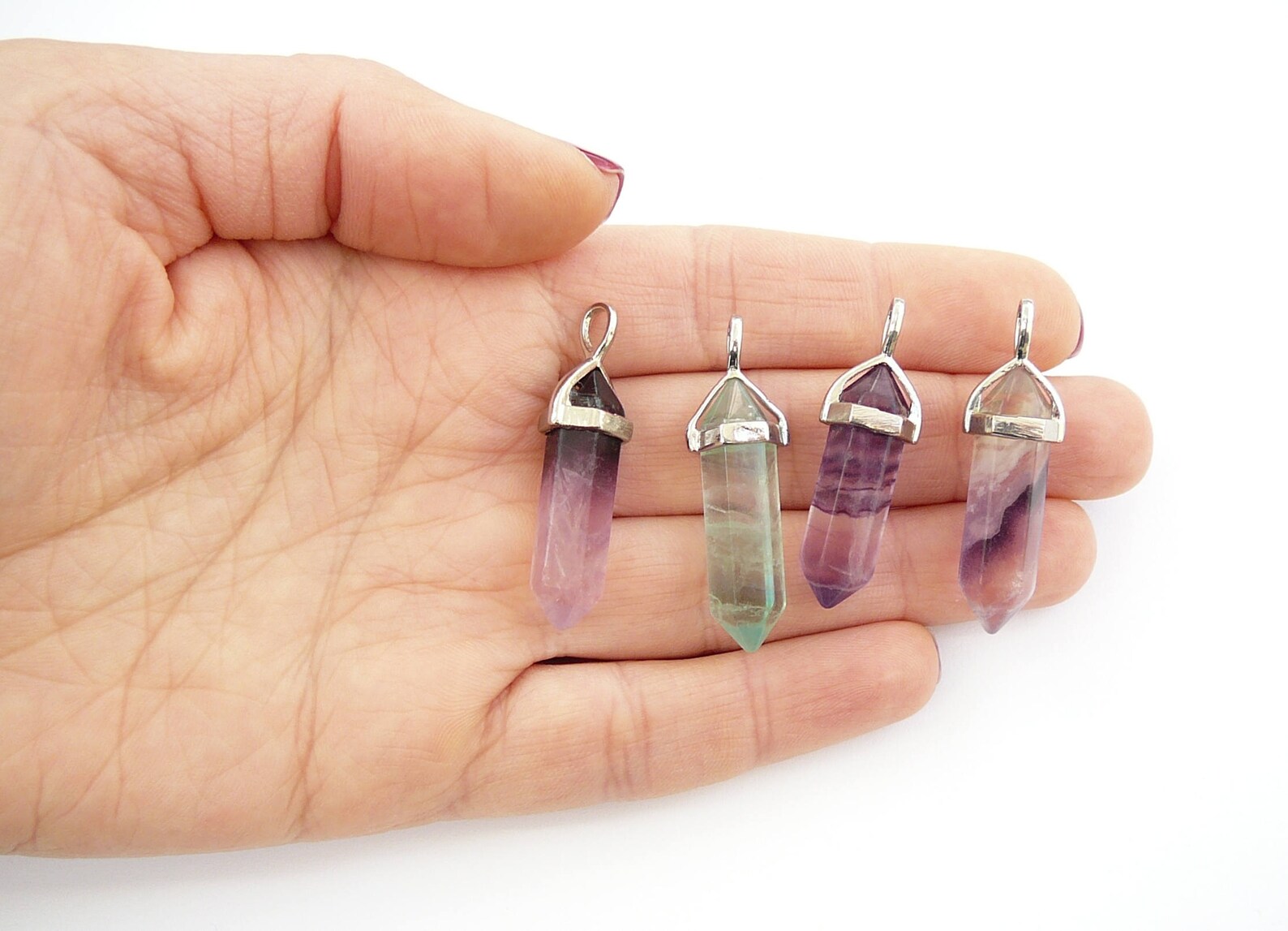 Crystal Point Necklace Fluorite Necklace Fluorite Pendant - Etsy