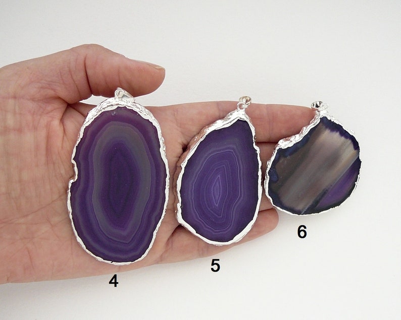 Purple Agate Slice Necklace for Women Gift Violet Agate | Etsy