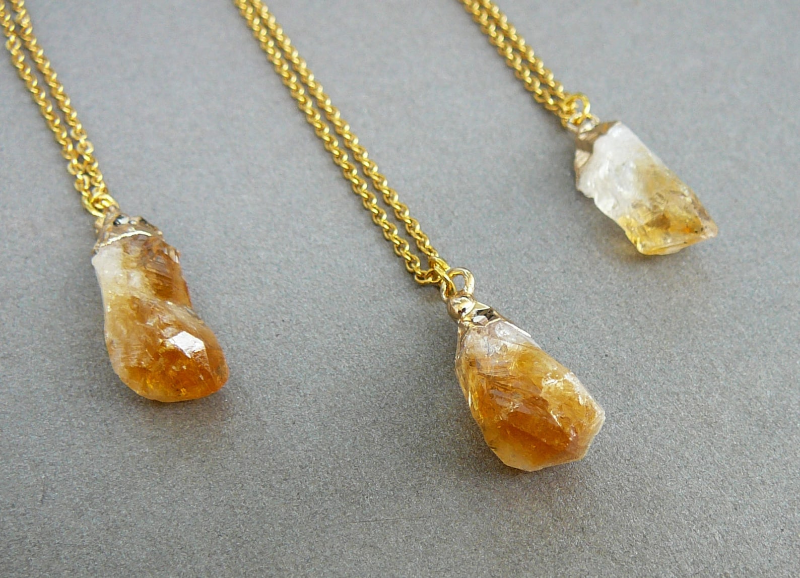 Citrine Necklace Raw Cetrine Long Necklace Citrine Pendant for Women ...