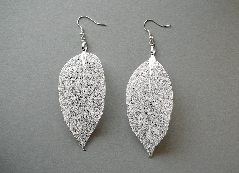Real Leaf Silver Earrings Silver Dipped Natural Leaf Silver - Etsy