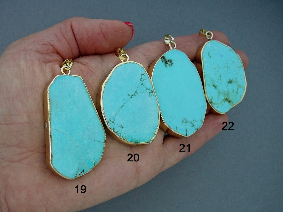 Turquoise Pendant Necklace Blue Necklace Gift for Women | Etsy