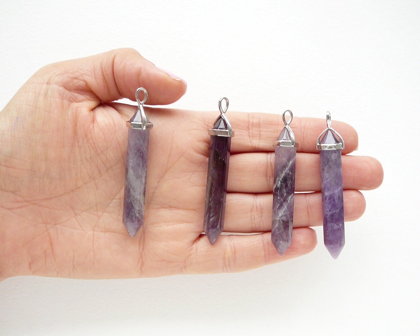 Amethyst Necklace Genuine Amethyst Pendant Long Necklace | Etsy