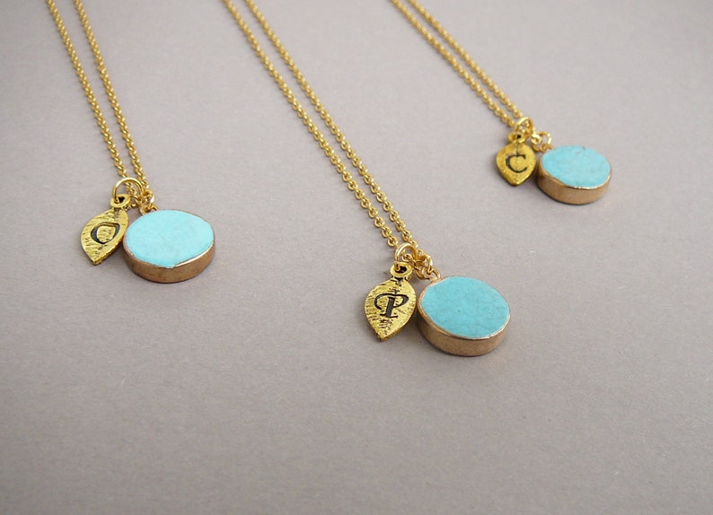 Turquoise Necklace for Women Initial Necklace Letter Pendant Necklaces ...