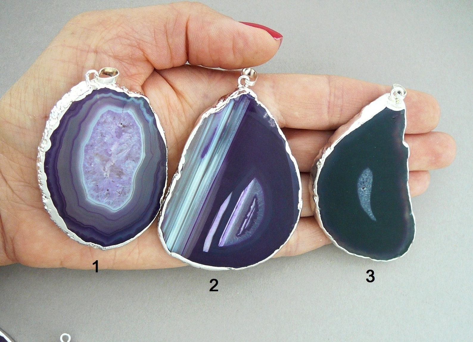 Purple Agate Slice Necklace for Women Gift Violet Agate - Etsy