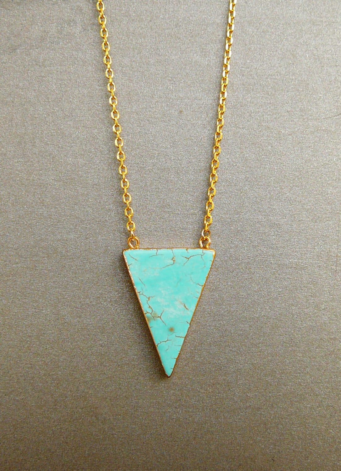 Turquoise Pendant Gold Turquoise Necklace Blue Necklace Gift - Etsy