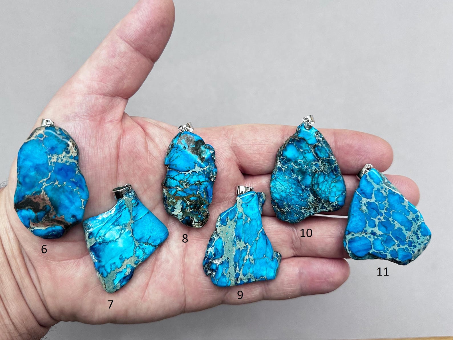 Blue Turquoise Imperial Jasper Necklace Blue Silver Jasper Pendant ...