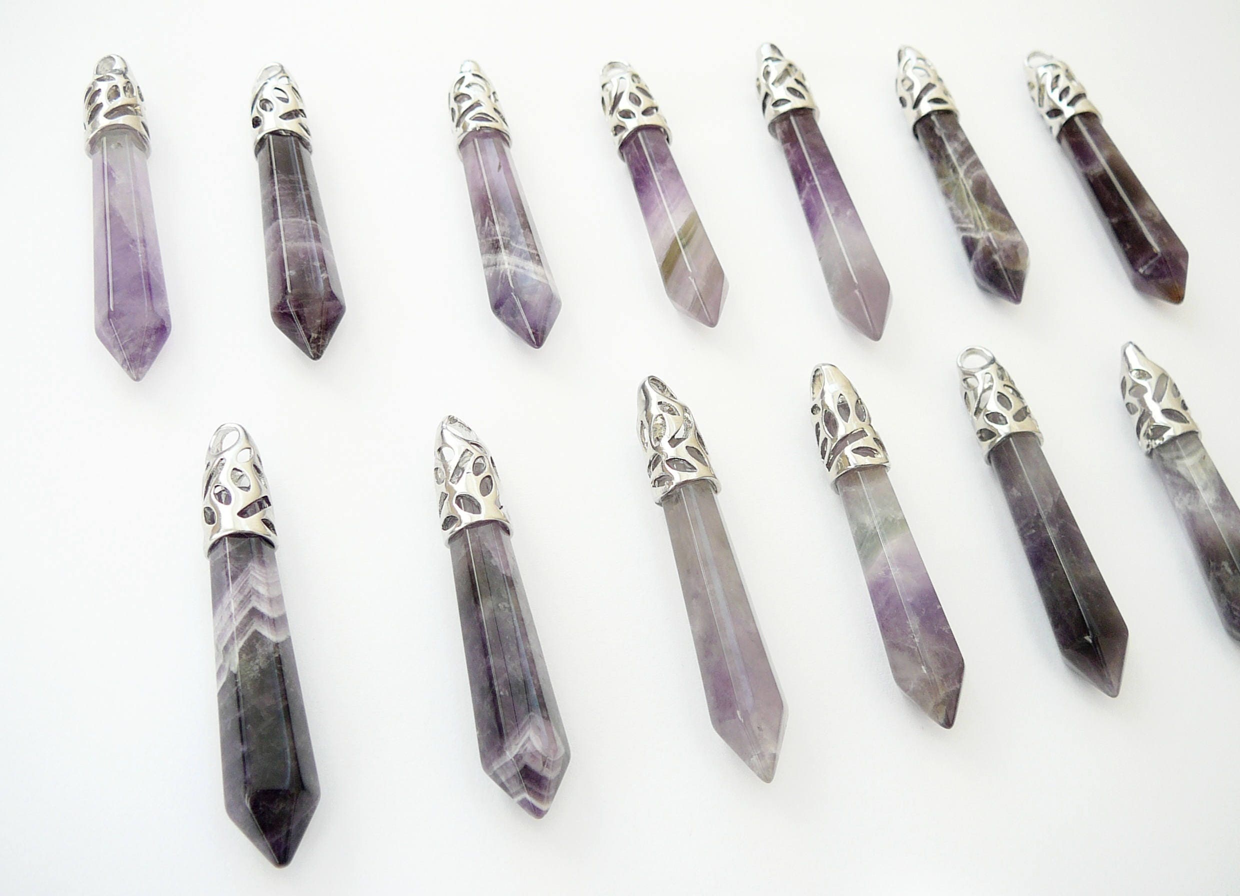 Amethyst Necklace Natural Amethyst pendant Long Necklace | Etsy